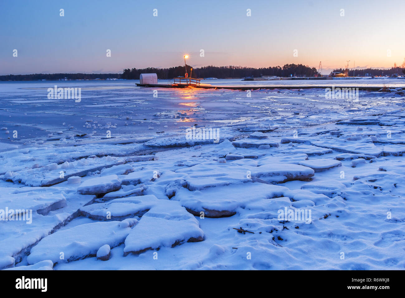 Winter view of the Finnish bay in Espoo, Finland Stock Photo - Alamy