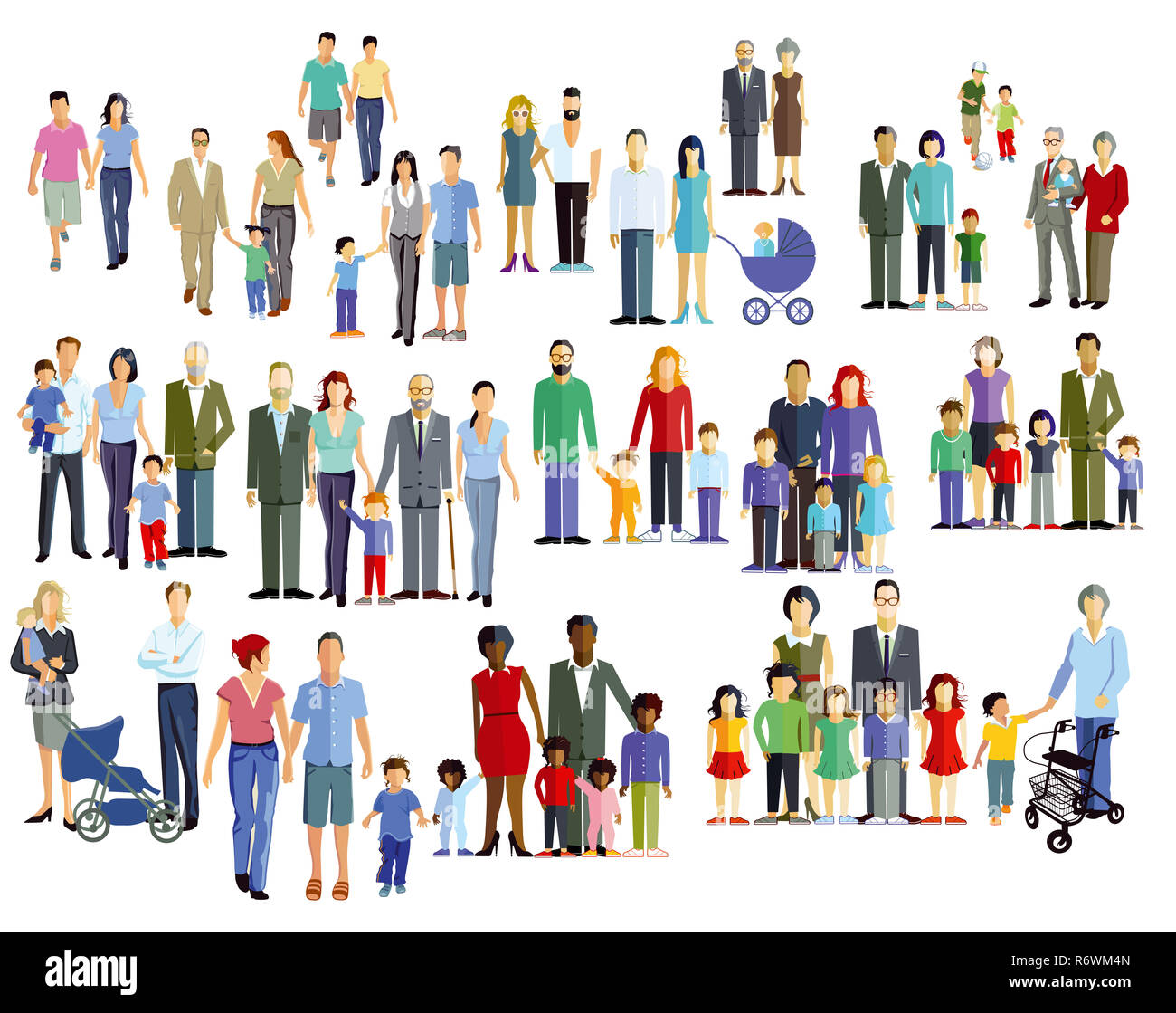 family members,generation groups,illustration Stock Photo - Alamy