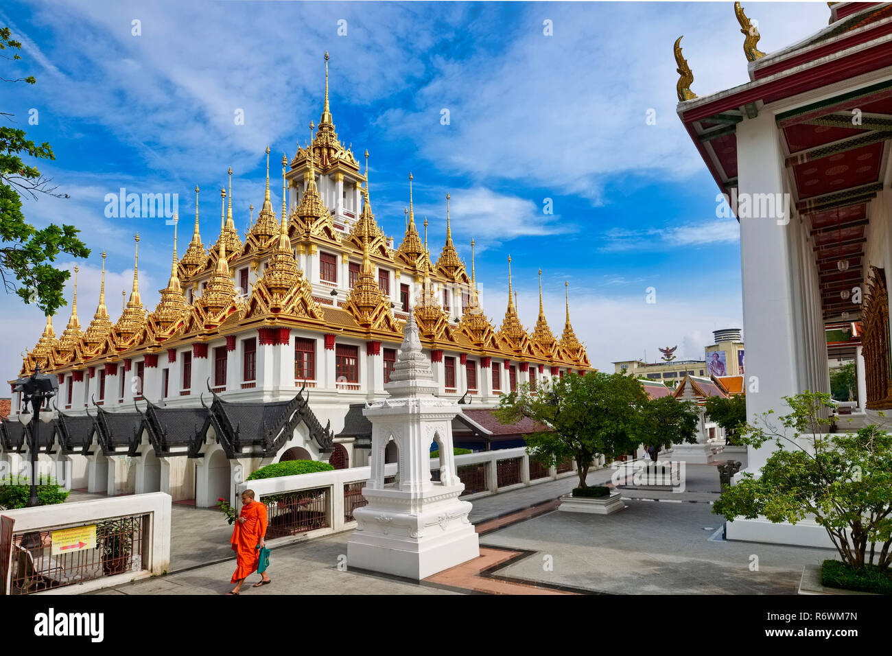 The Lohaprasad, part of the Wat Ratchanatda temple complex in Bangkok ...