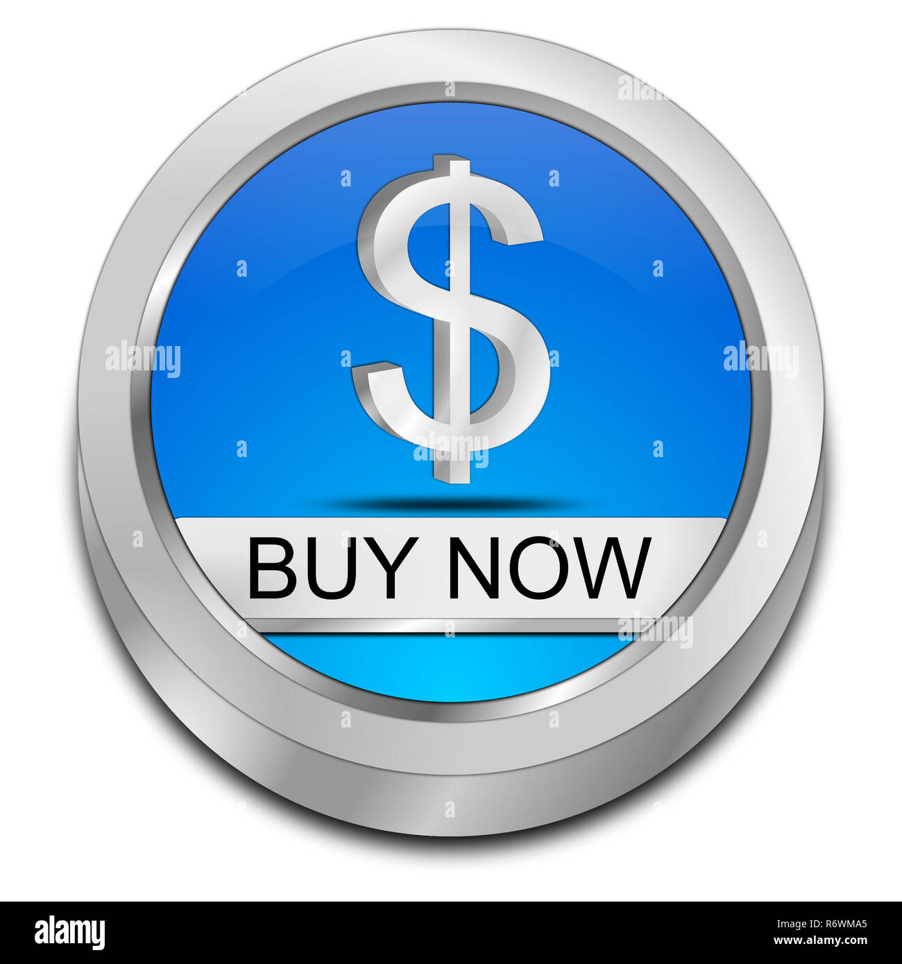 glossy blue Buy now Button with Dollar symbol - 3D illustration Stock ...