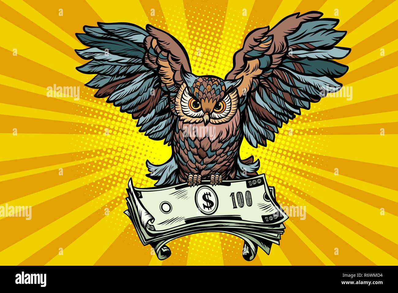 Owl holding in its talons the money Stock Photo - Alamy