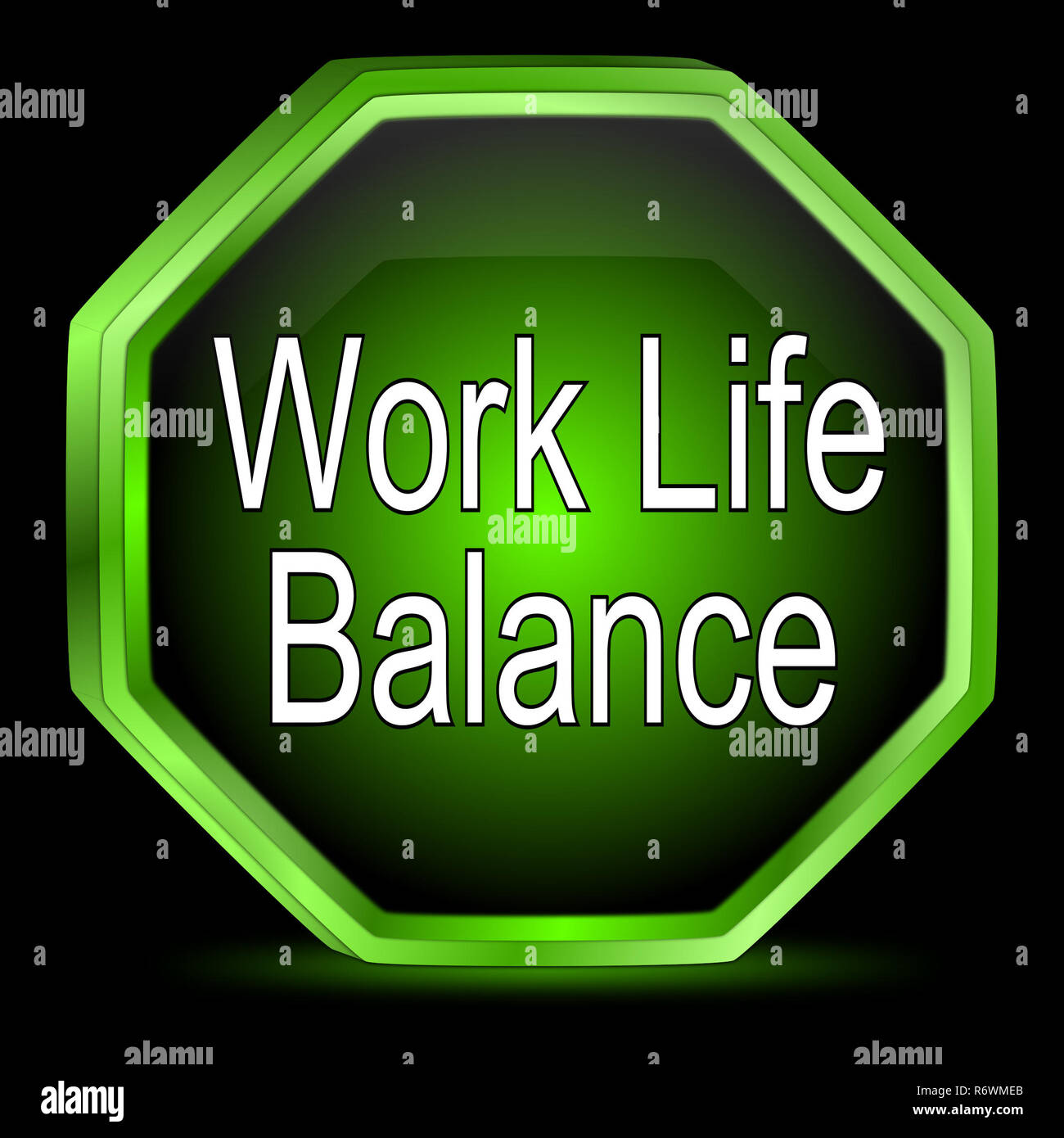 green Work Life Balance button - 3D illustration Stock Photo - Alamy