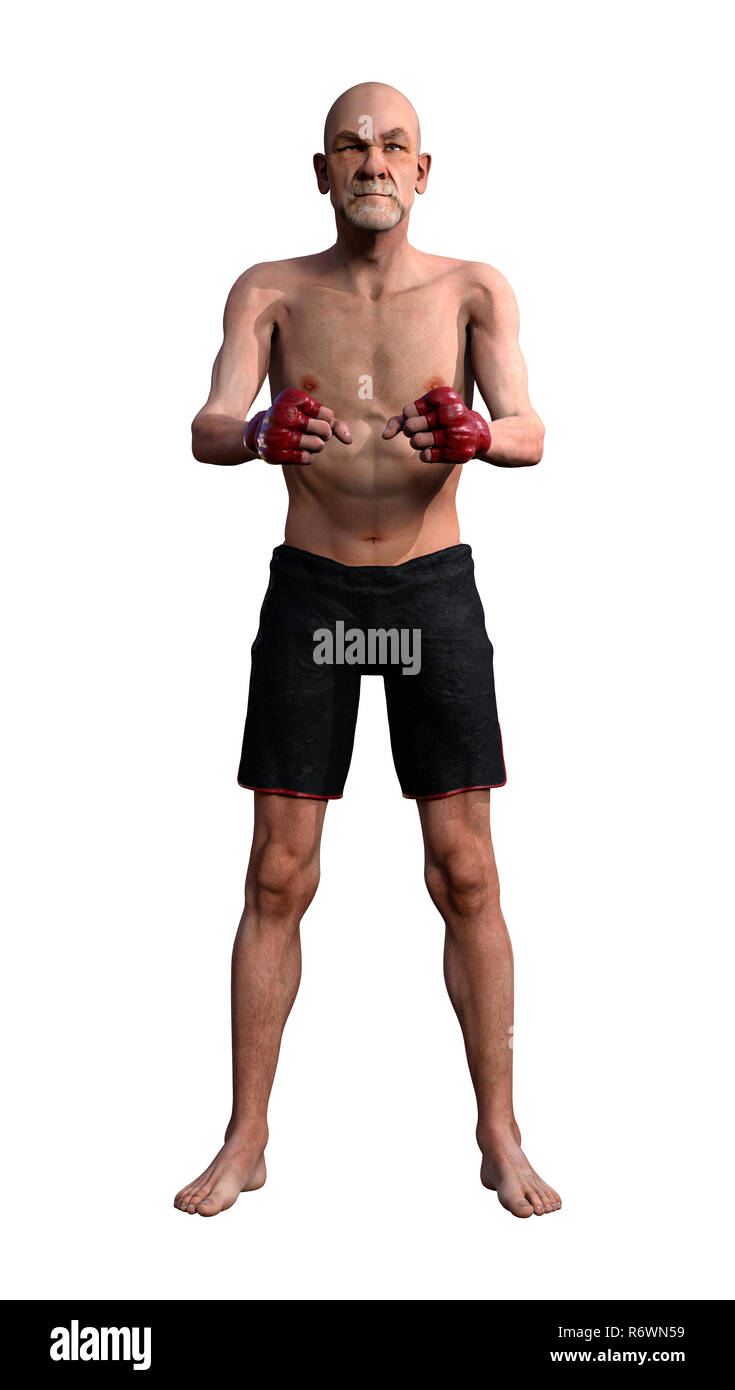 3D Rendering Old Man Boxing on White Stock Photo - Alamy