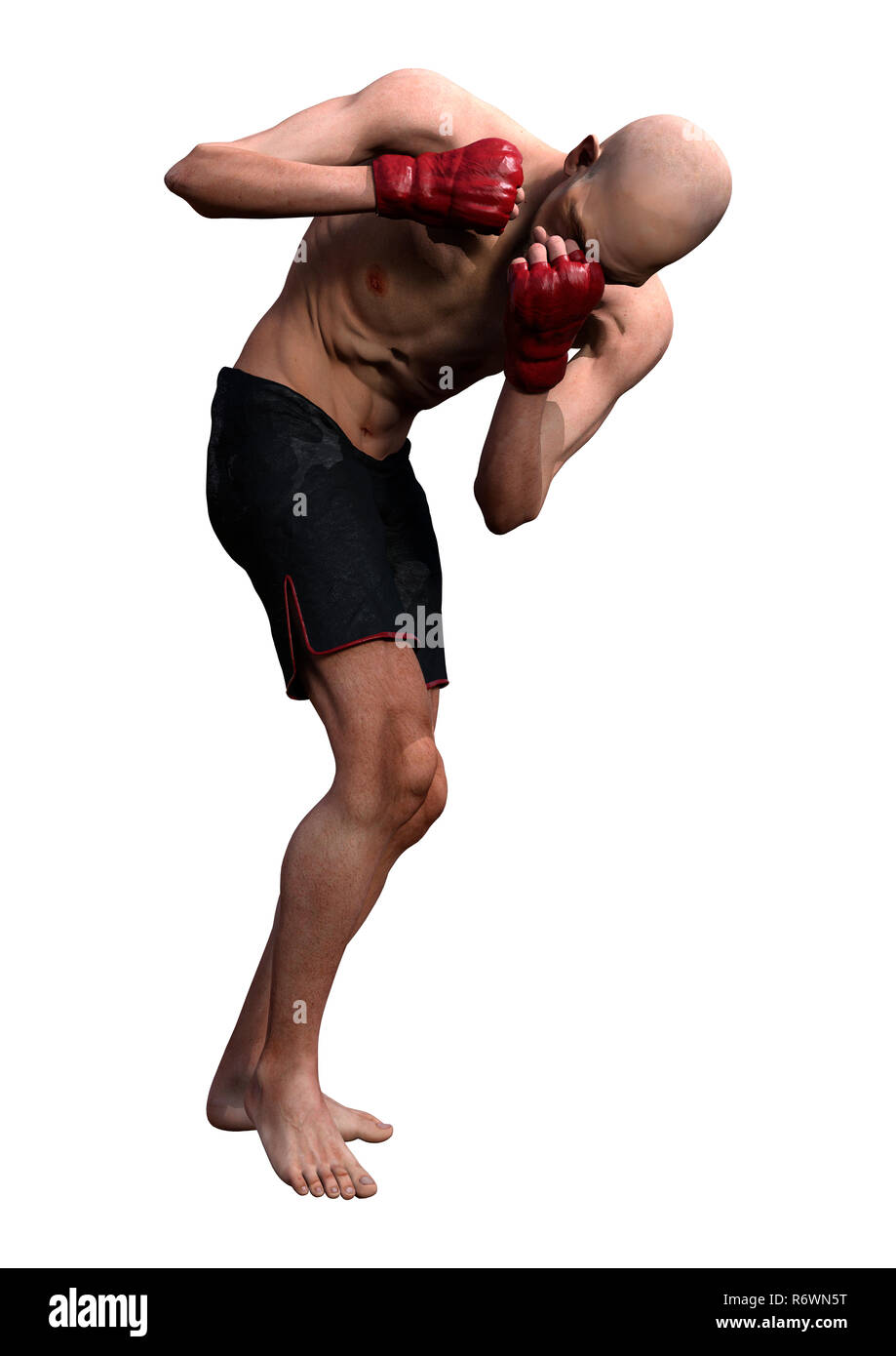3D Rendering Old Man Boxing on White Stock Photo - Alamy