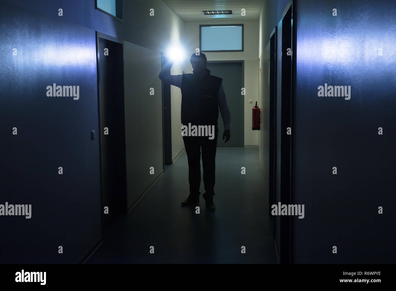 Security Guard Holding Flashlight Stock Photo - Alamy