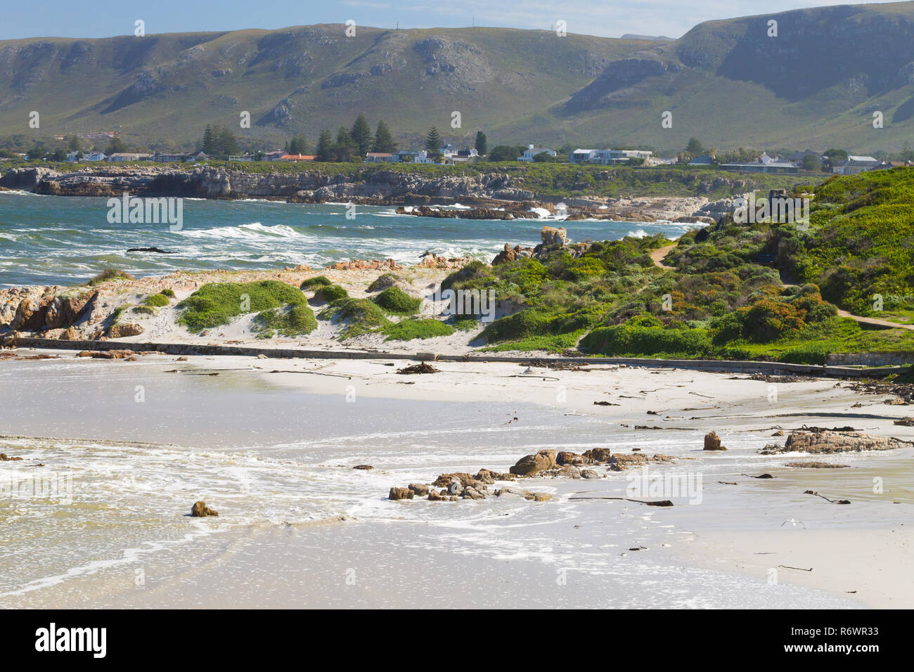 Hermanus beach view, South Africa. Famous whale watching point. African ...