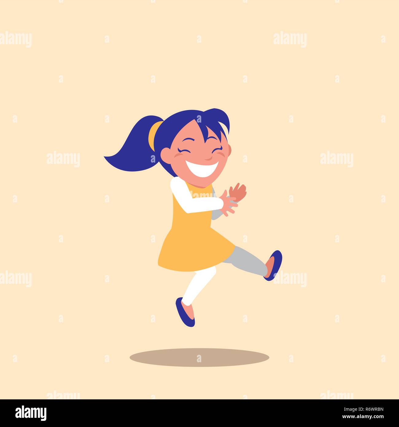 cute little girl jumping avatar character vector illustration design ...