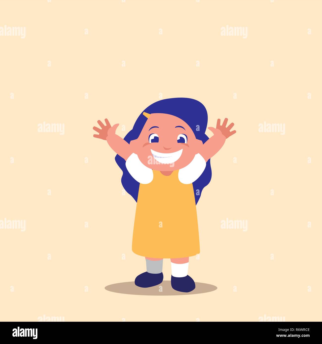 cute little girl with hands up vector illustration design Stock Vector ...