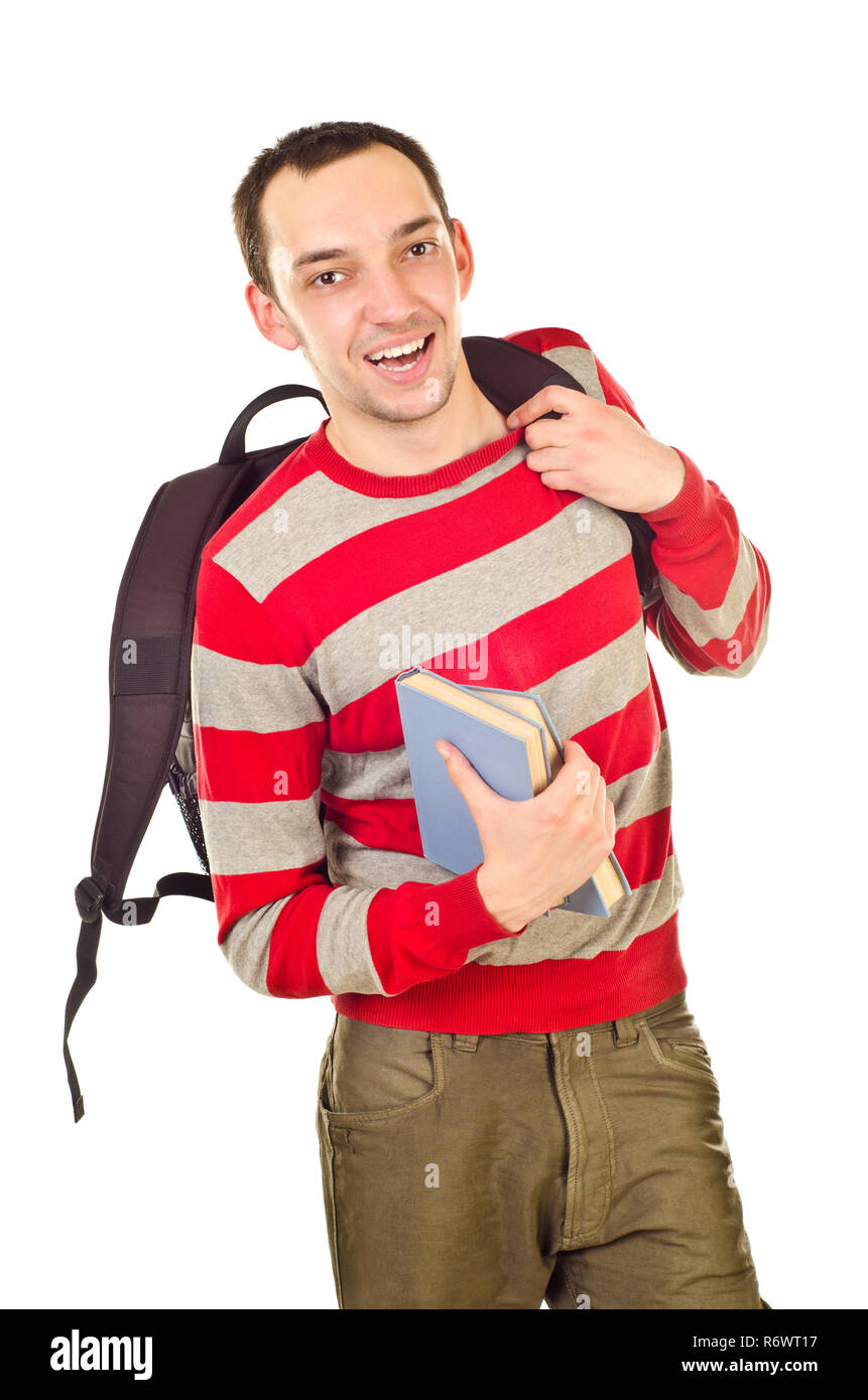 student boy isolated on a white background Stock Photo - Alamy