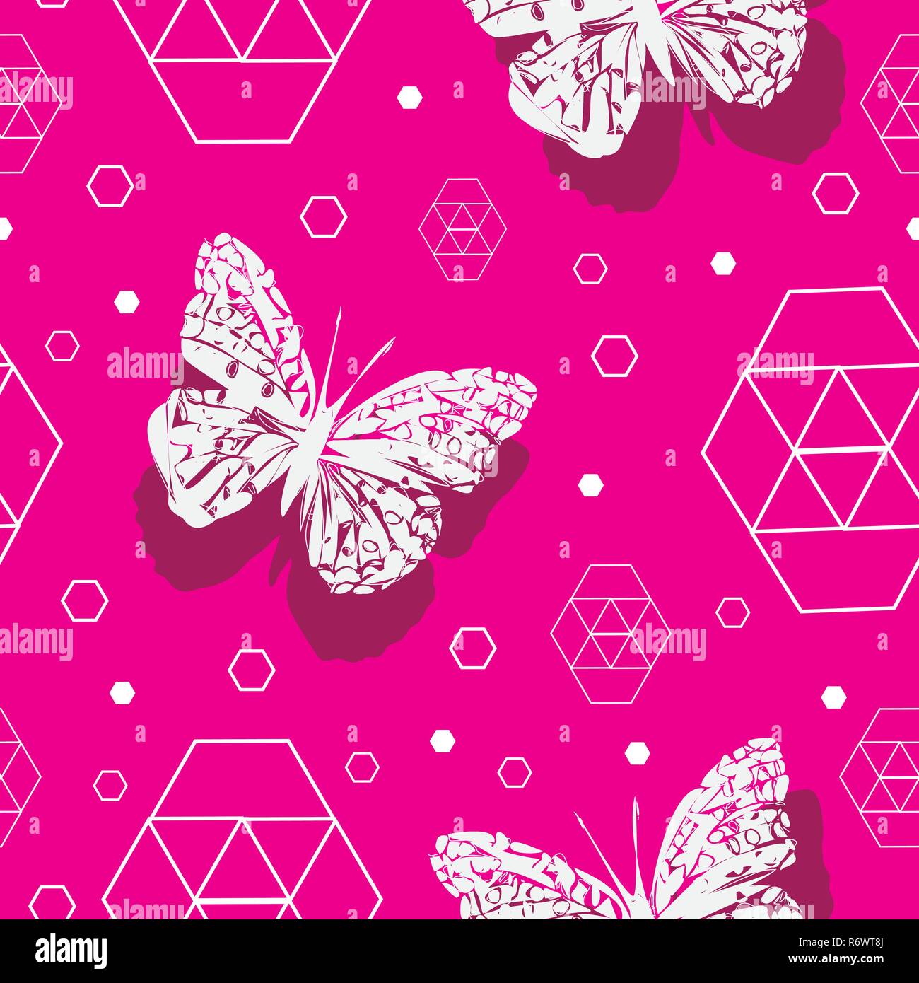 Butterflies on Punchy Pink Background-Butterfly Garden,seamless repeat ...
