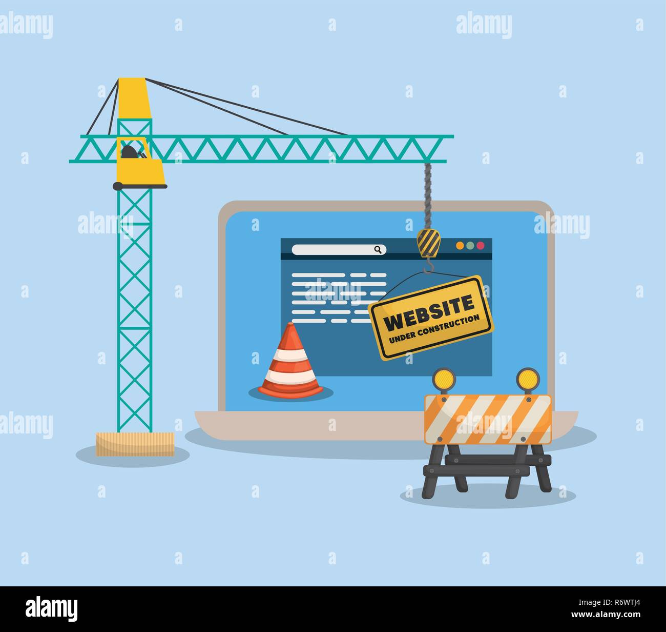 website under construction with laptop vector illustration design Stock ...