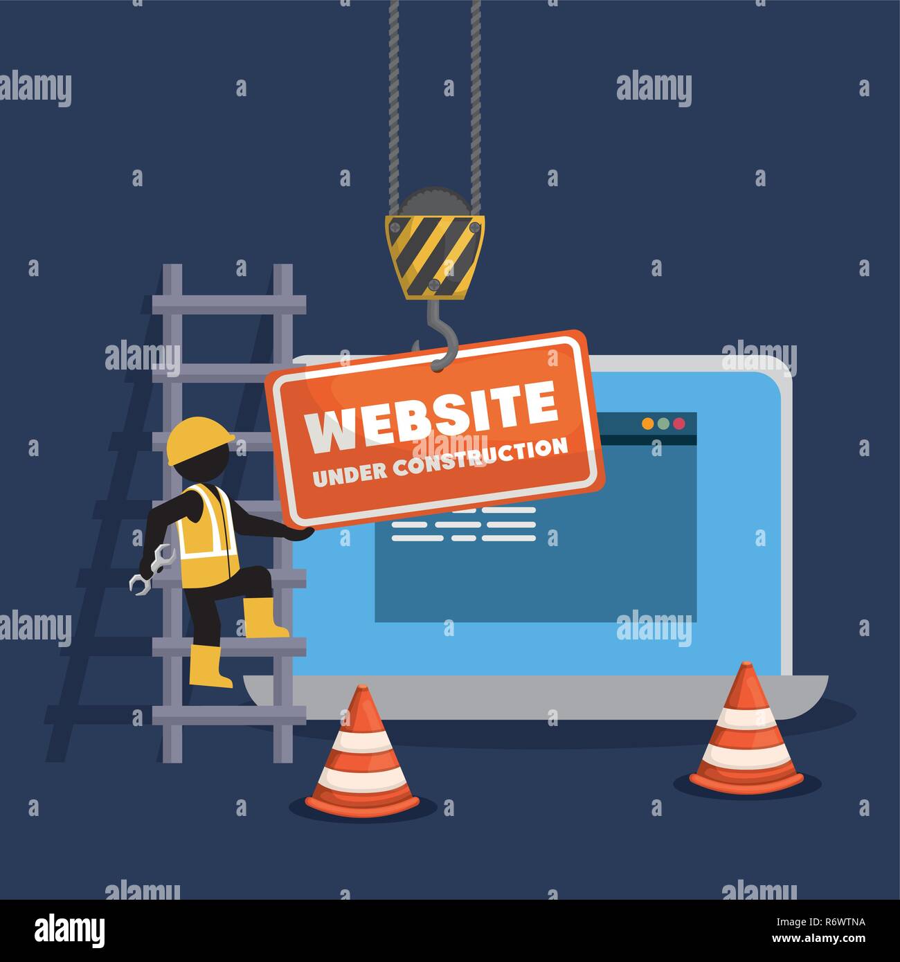 website under construction with laptop vector illustration design Stock ...