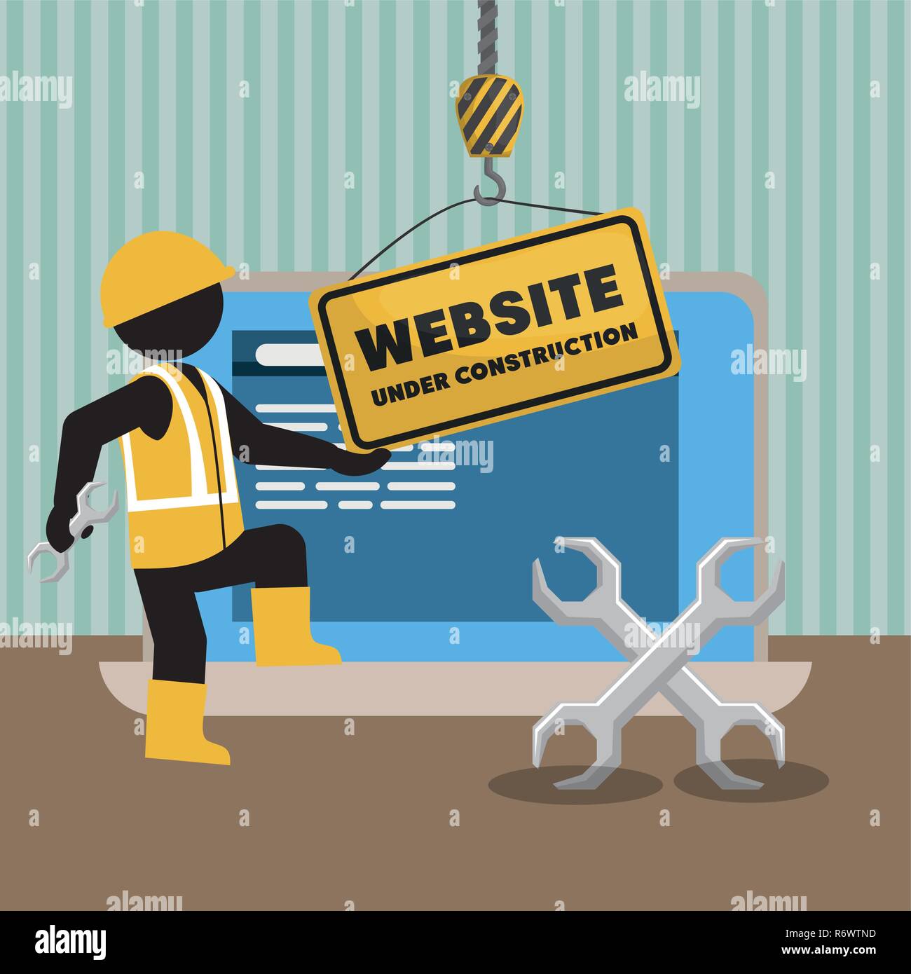 website under construction with laptop vector illustration design Stock ...