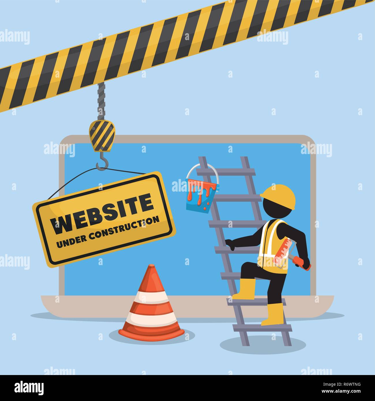 website under construction with laptop vector illustration design Stock ...