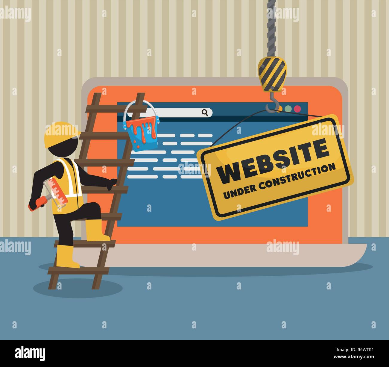 website under construction with laptop vector illustration design Stock ...