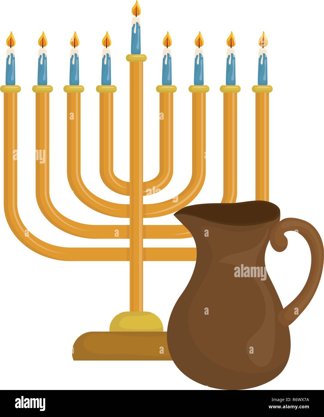 jewish teapot with candlestick vector illustration design Stock Vector ...