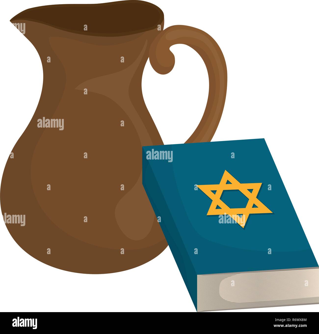 jewish teapot and holy book vector illustration design Stock Vector ...