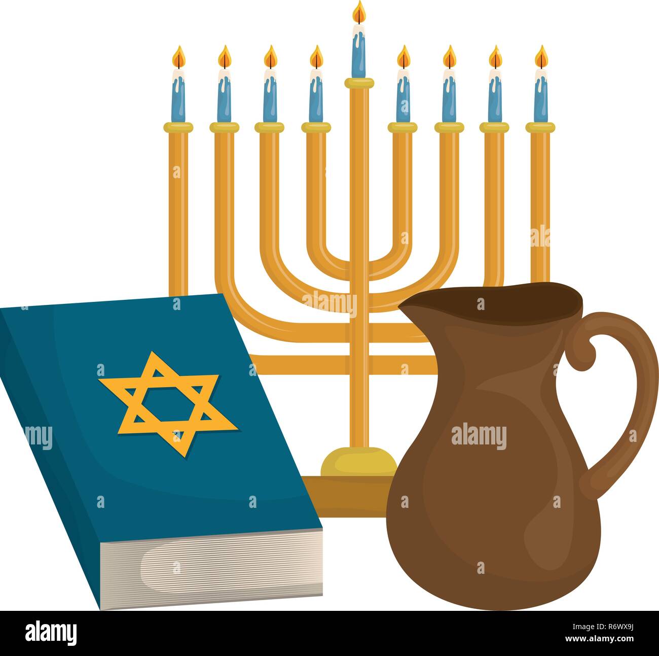 jewish teapot with candlestick vector illustration design Stock Vector ...