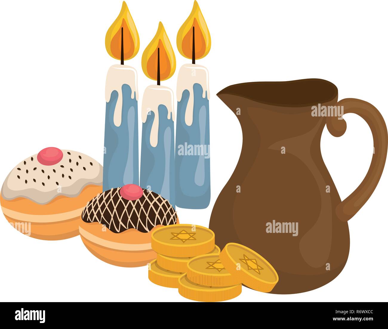 jewish teapot with candlestick vector illustration design Stock Vector ...