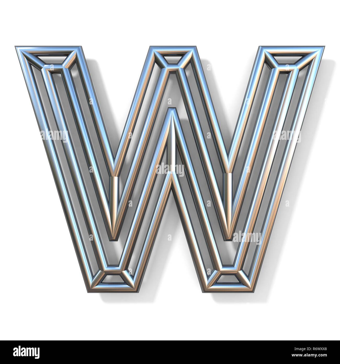 Wire outline font letter W 3D Stock Photo - Alamy