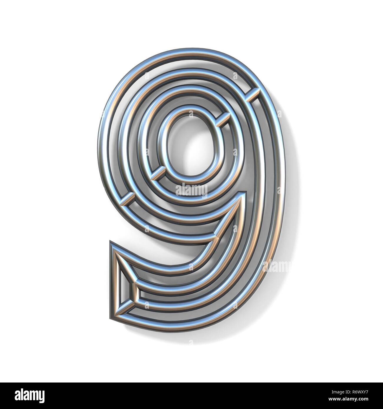 Wire outline font number 9 NINE 3D Stock Photo - Alamy