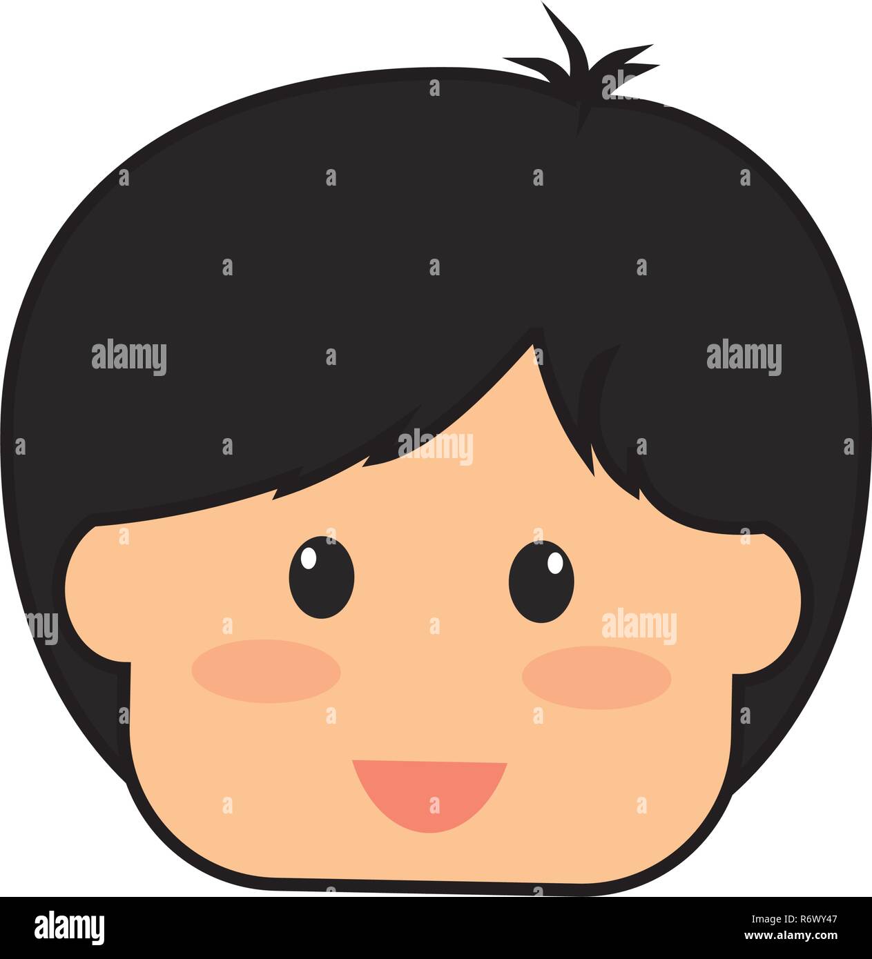 cute little boy head character vector illustration design Stock Vector ...