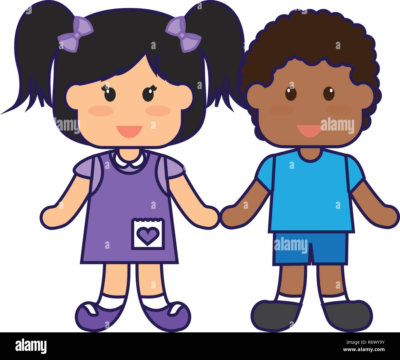 Interracial boy and girl Stock Vector Images - Alamy