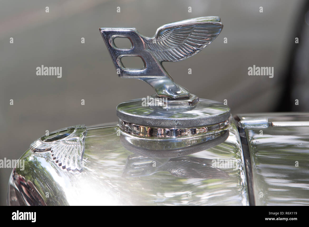 Bentley winged "B" badge bonnet (hood) ornament Stock Photo - Alamy