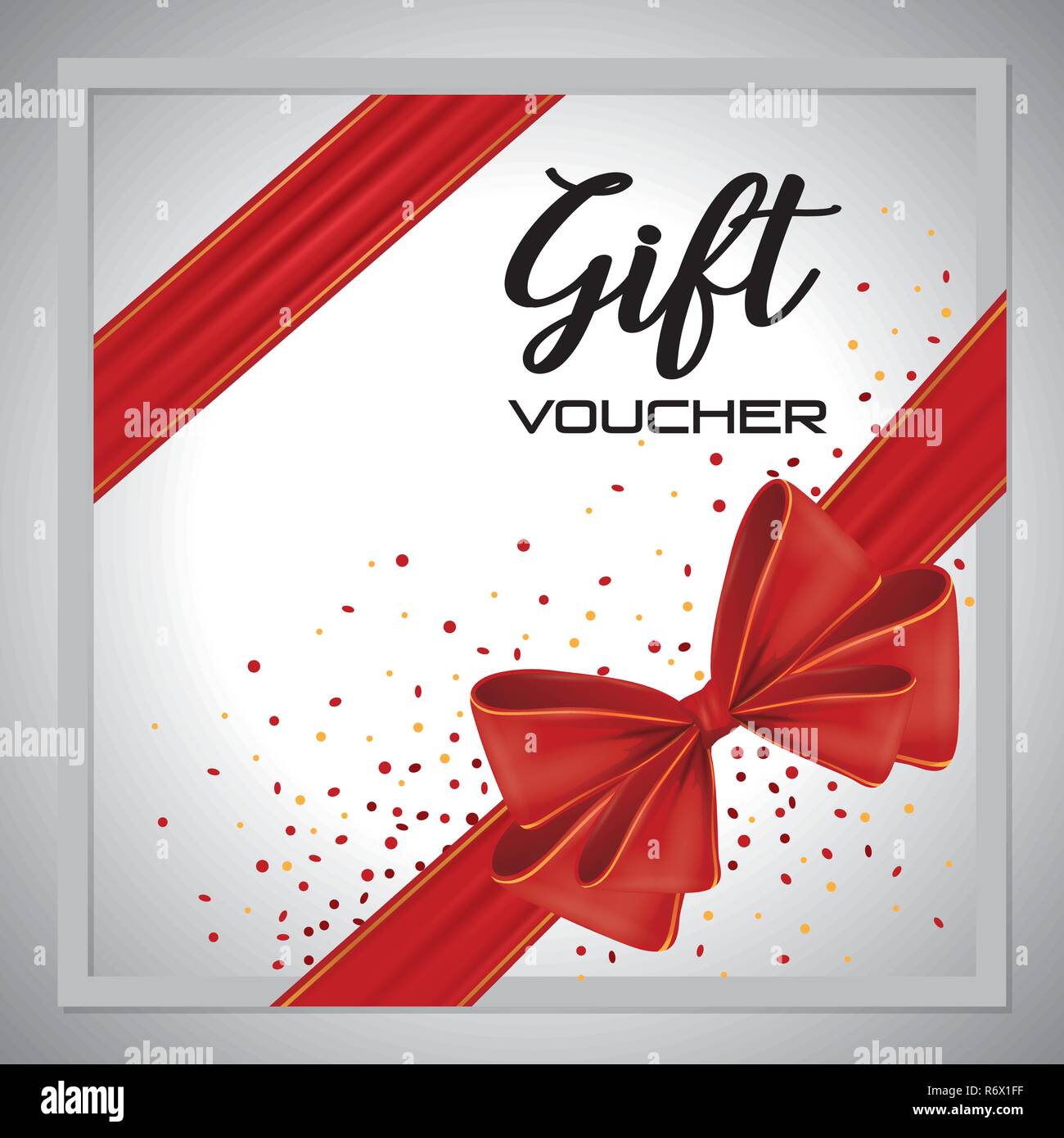 gift voucher card with ribbon red vector illustration design Stock ...