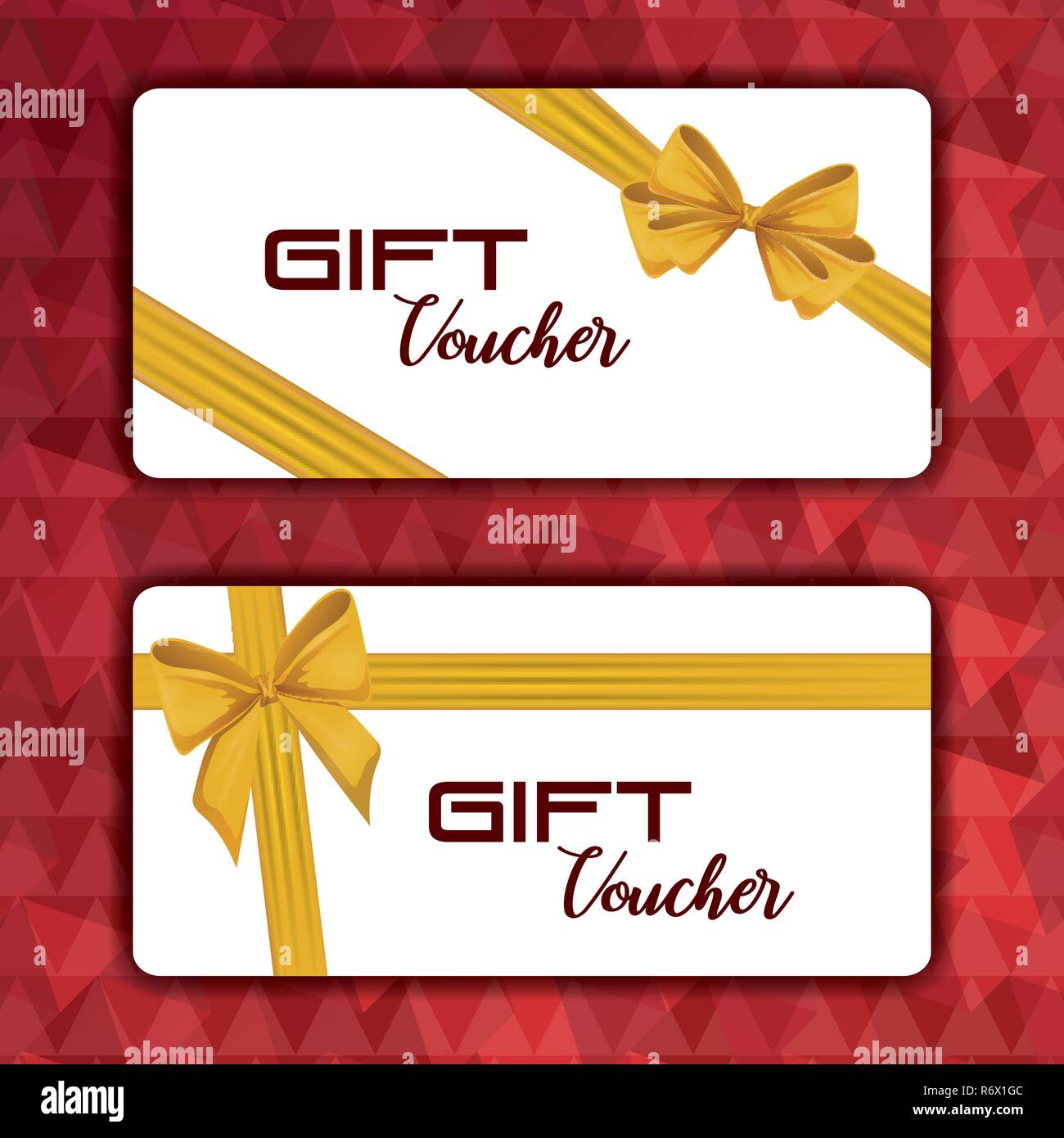 gift voucher card with ribbon yellow vector illustration design Stock ...