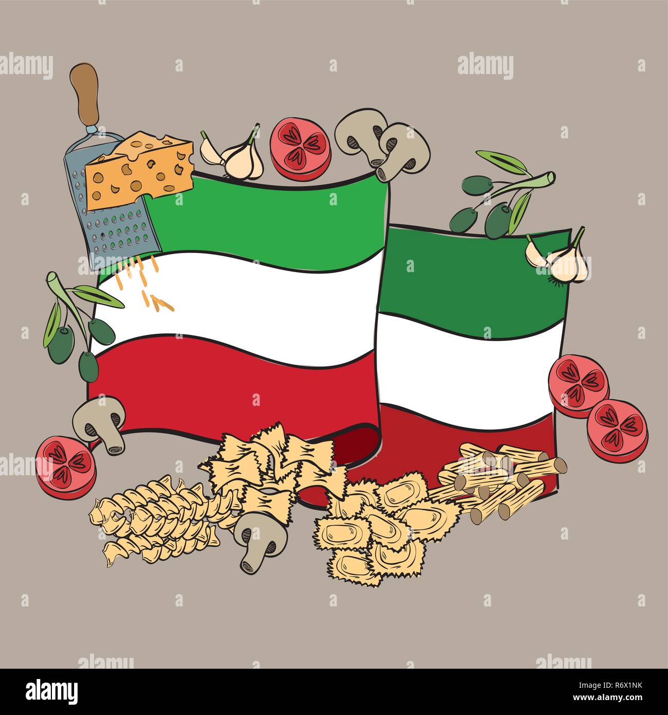 italian flag with delicious food menu vector illustration design Stock ...