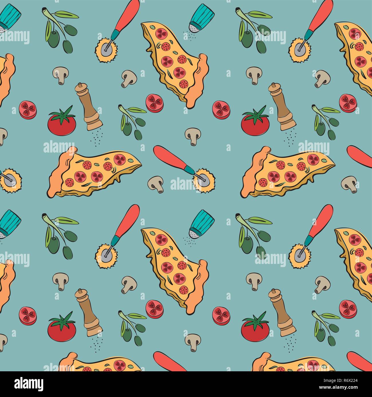delicious italian food pattern background vector illustration design ...