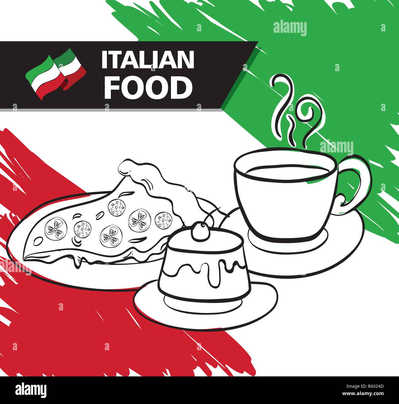 italian flag with delicious food menu vector illustration design Stock ...