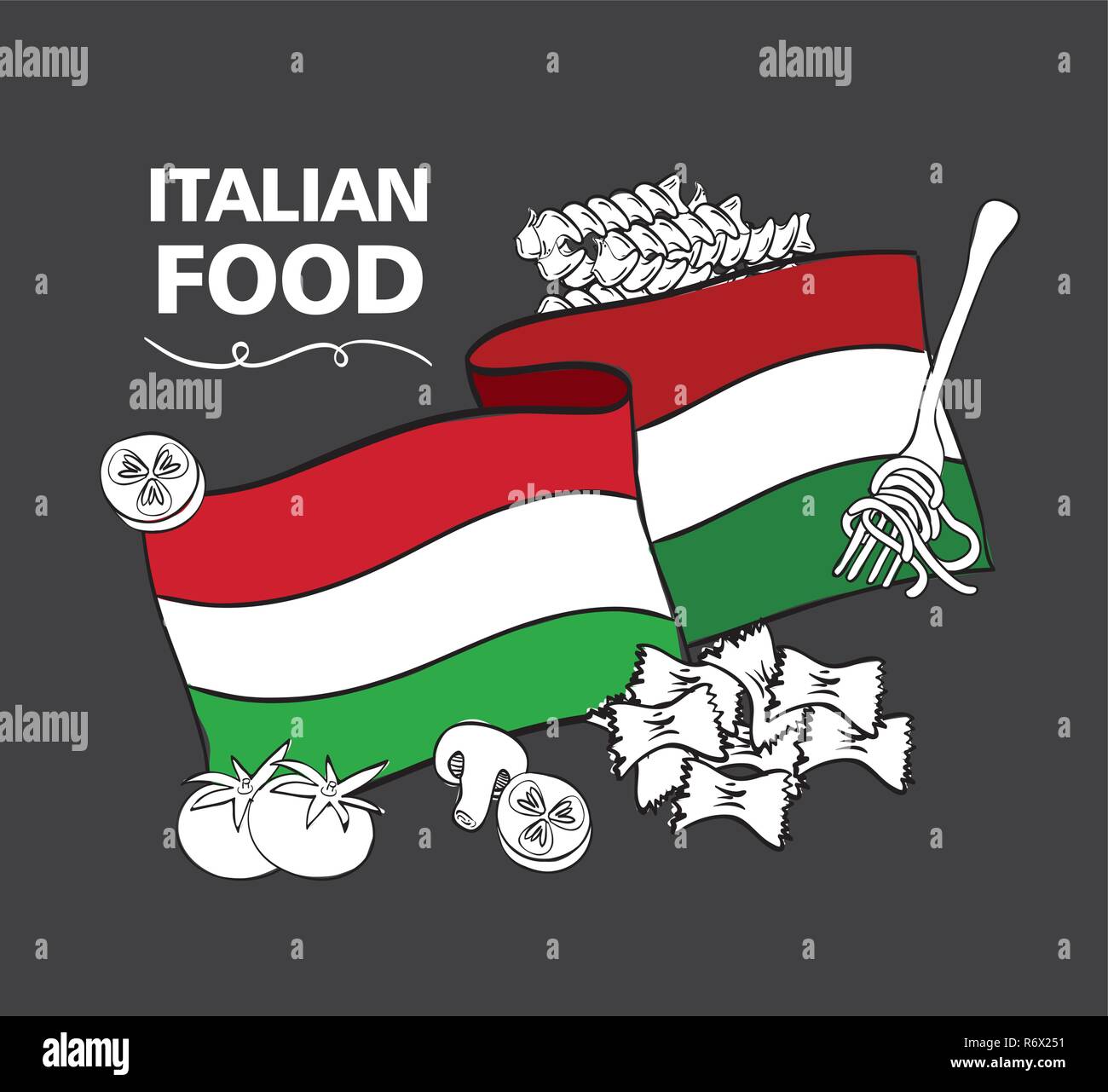 italian flag with delicious food menu vector illustration design Stock ...