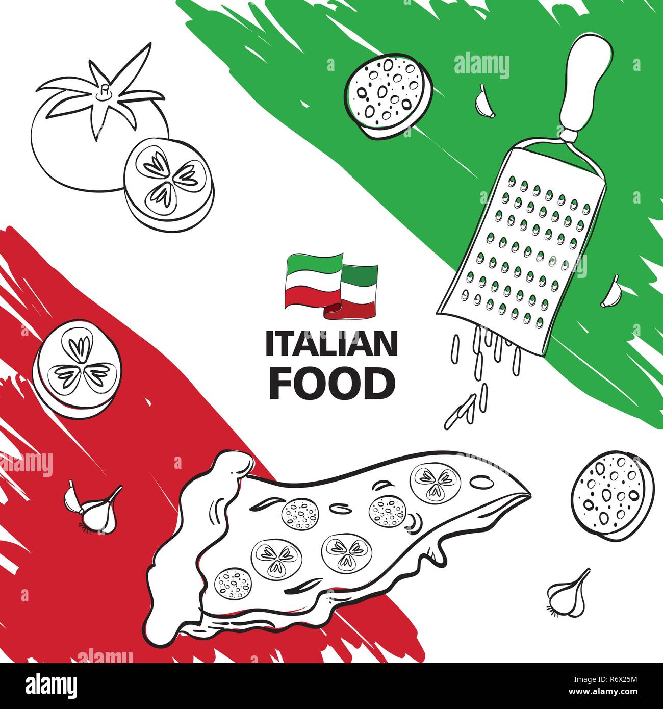 italian flag with delicious food menu vector illustration design Stock ...