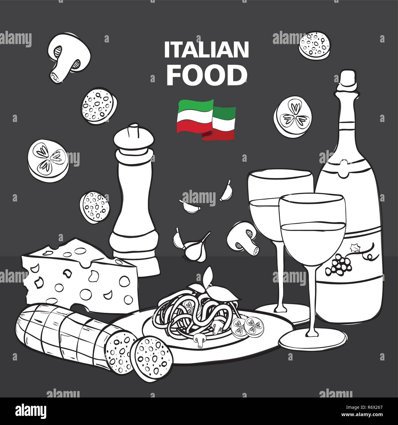delicious italian food menu vector illustration design Stock Vector ...