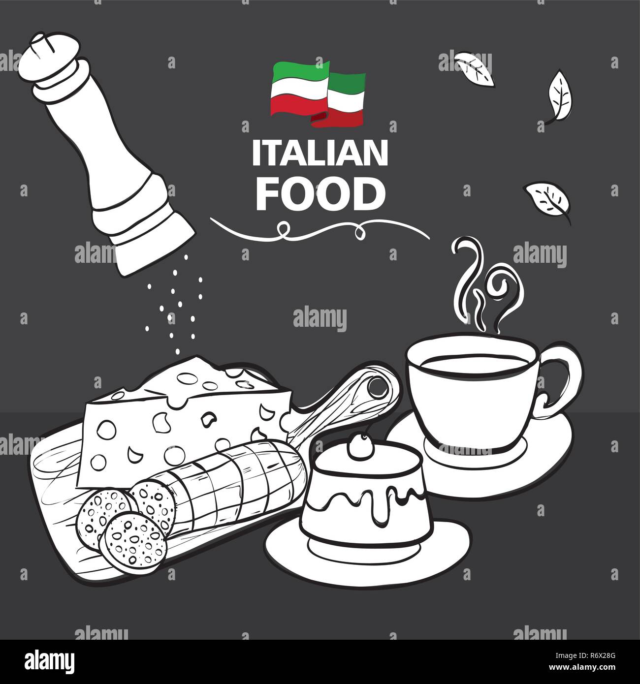 delicious italian food menu vector illustration design Stock Vector ...