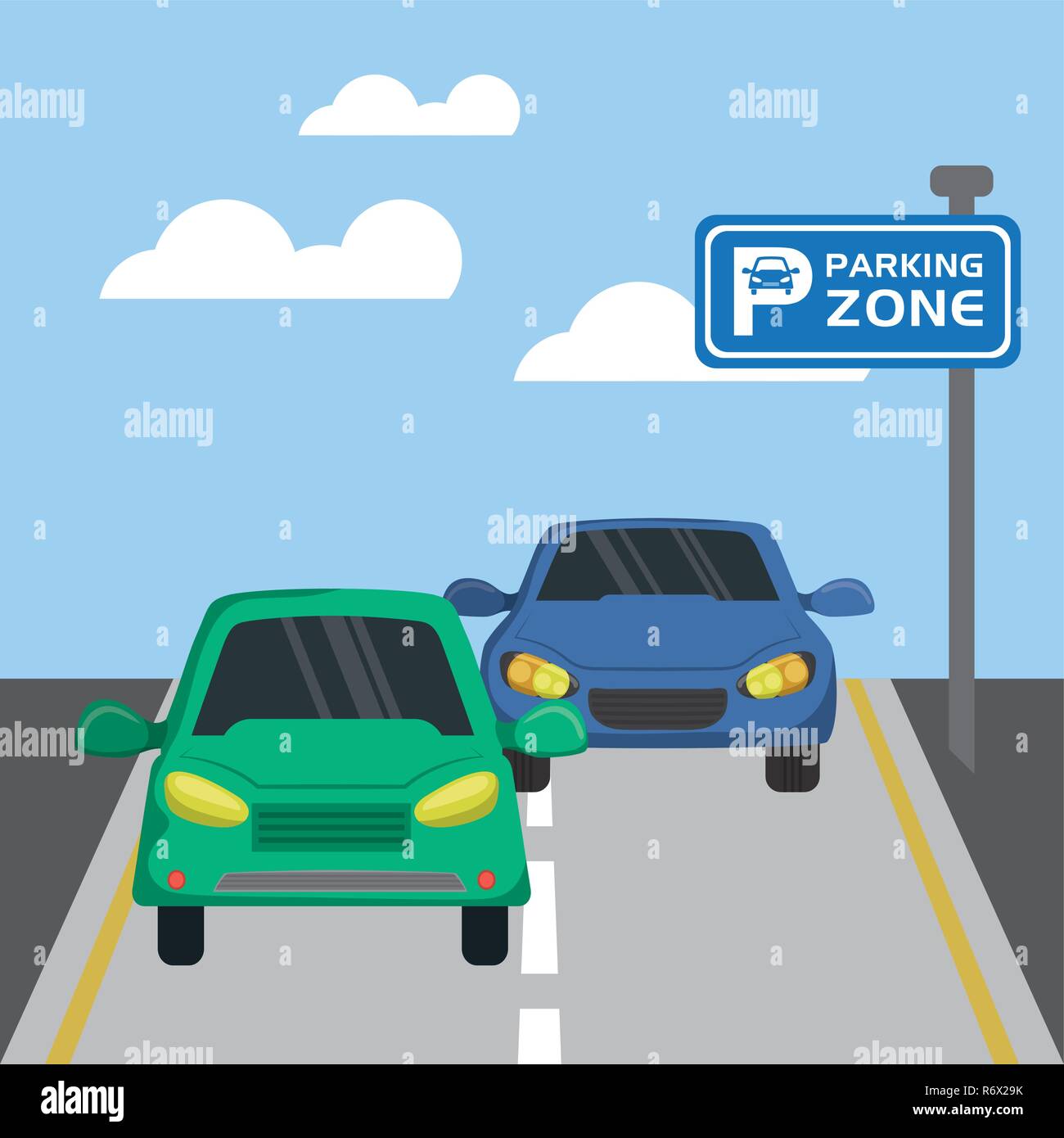 cars with parking signal vector illustration design Stock Vector Image ...