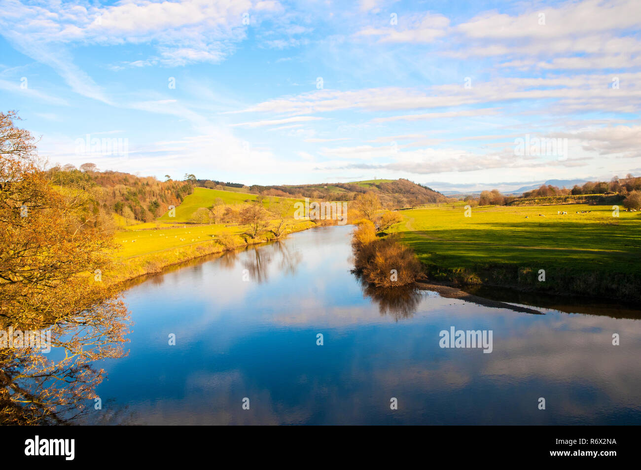 River Lune at the Crook of Lune Caton Lancaster Lancashire England UK ...