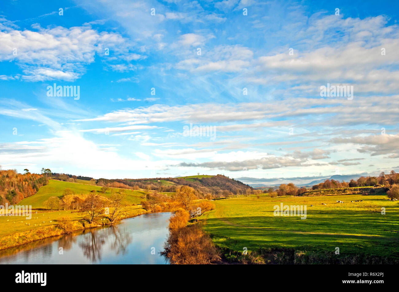 River Lune at the Crook of Lune Caton Lancaster Lancashire England UK ...