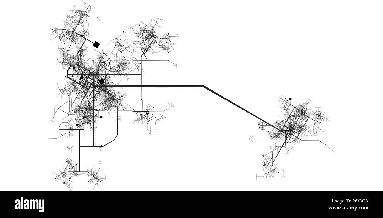 Aerial view town street Cut Out Stock Images & Pictures - Alamy