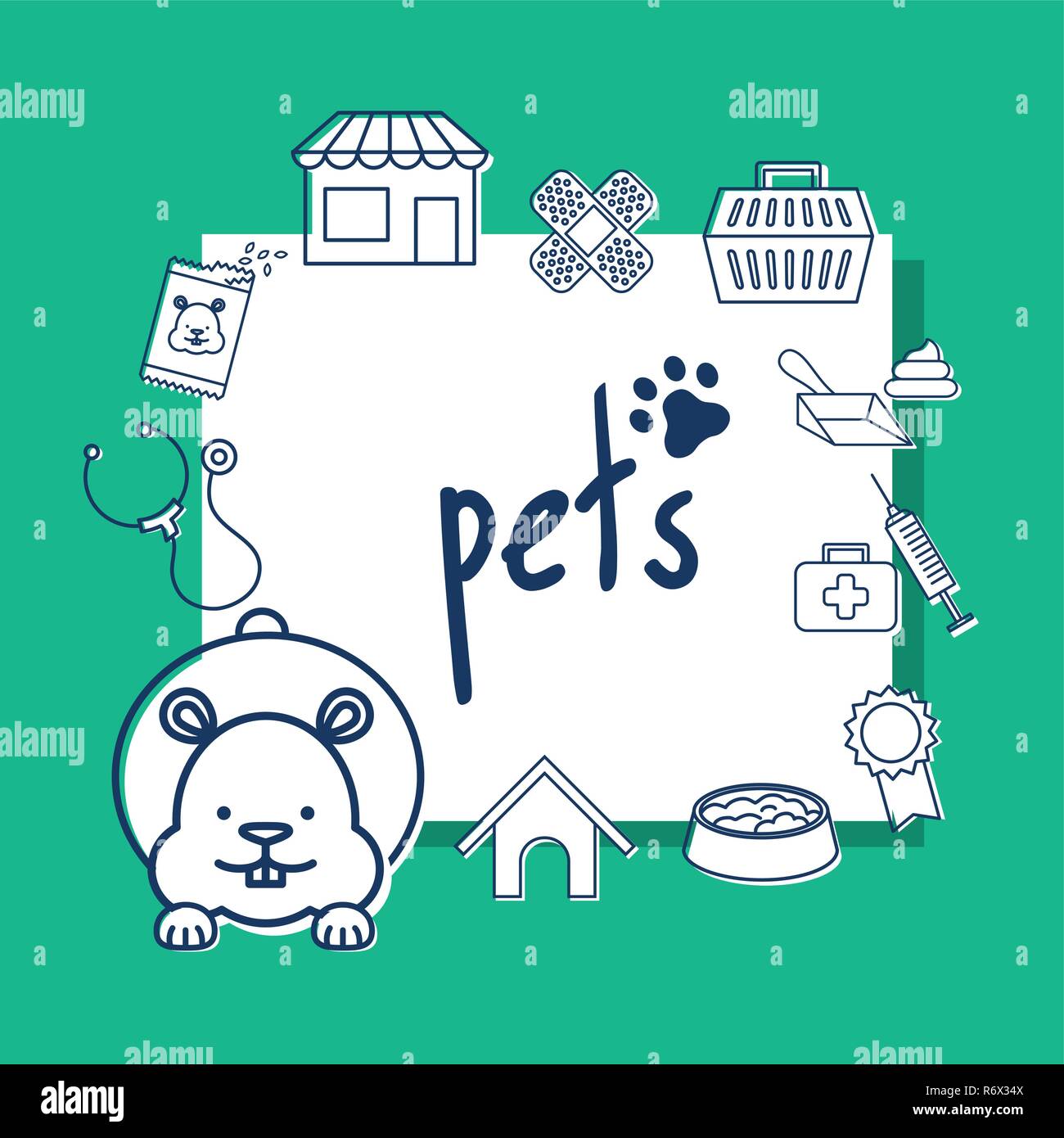 mascots with pets shop set icons vector illustration design Stock ...