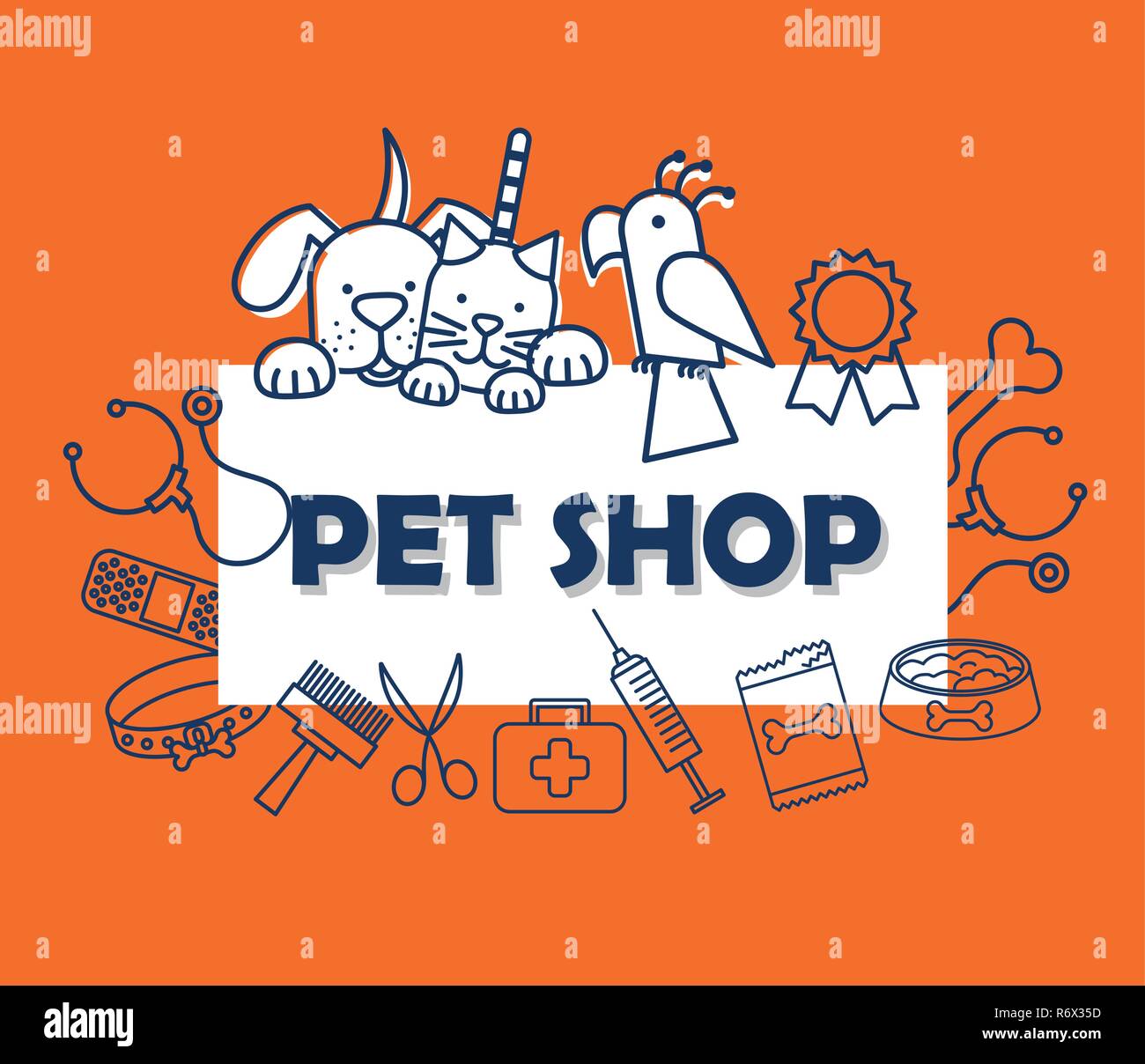 mascots with pets shop set icons vector illustration design Stock ...