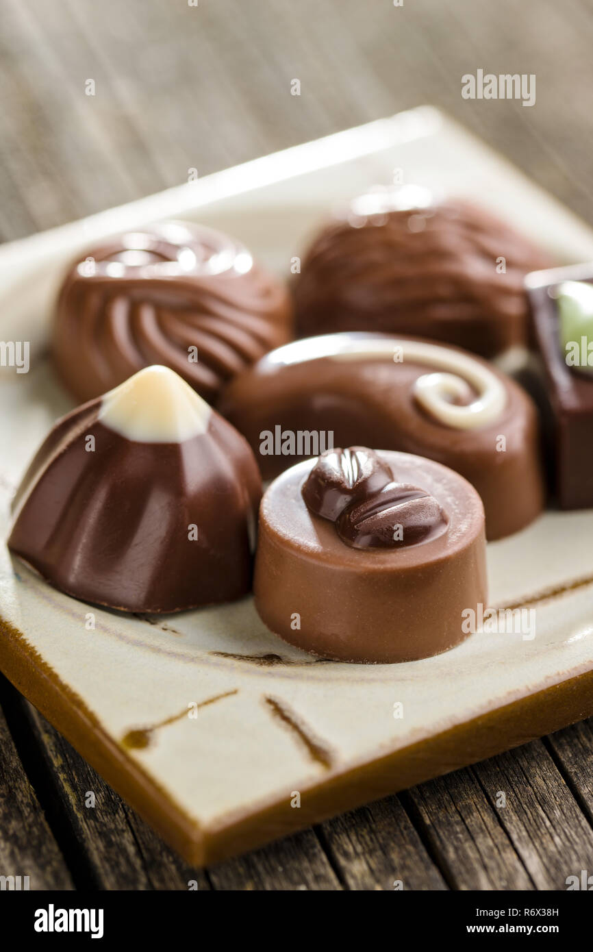 Mixed belgian pralines. Chocolate truffles Stock Photo - Alamy