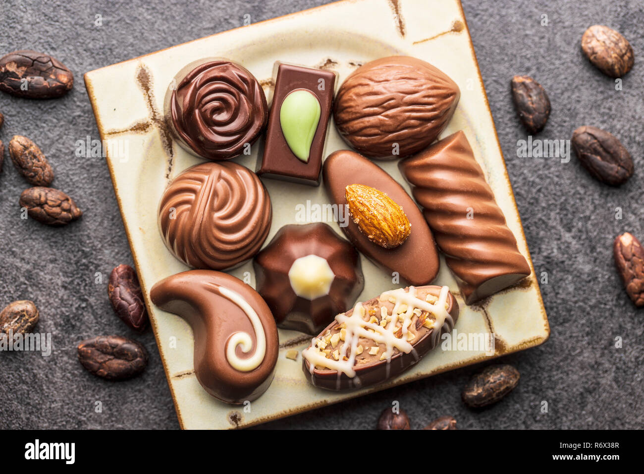 Mixed belgian pralines. Chocolate truffles Stock Photo - Alamy