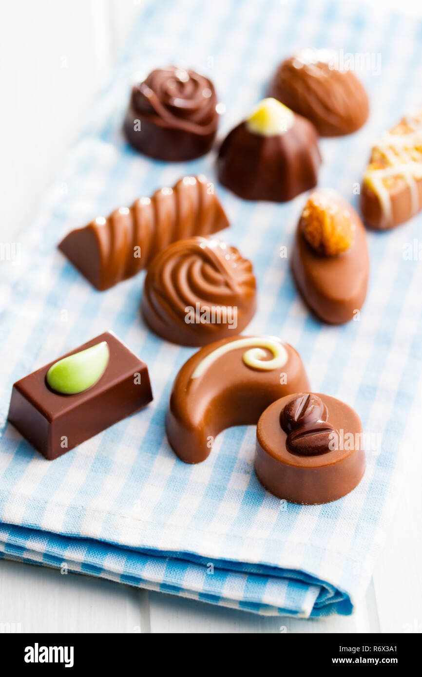 Mixed belgian pralines. Chocolate truffles Stock Photo - Alamy