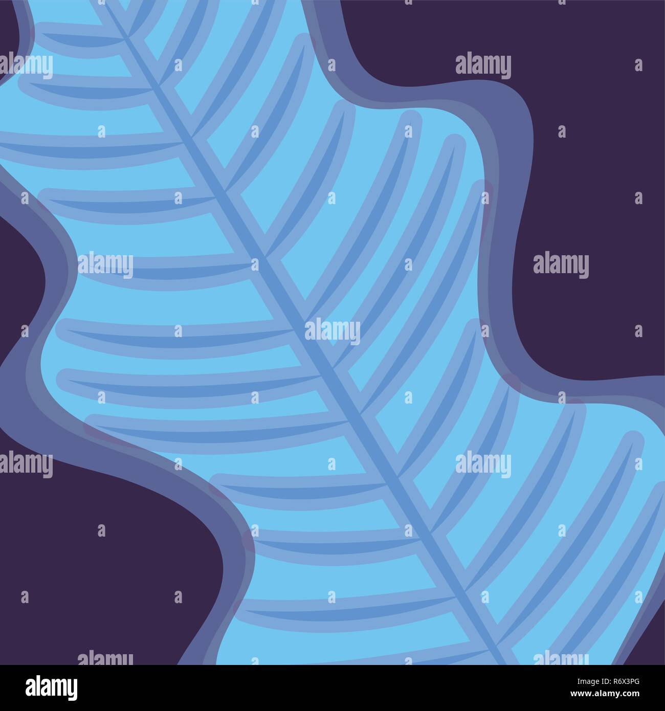 tropical leaf over blue background, colorful design, vector ...