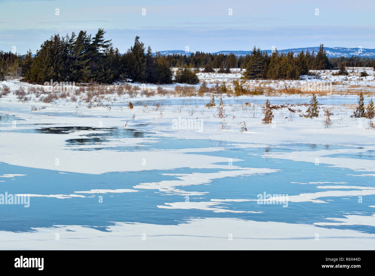 Goat Island Channel in early winter, Little Current, Manitoulin Island ...