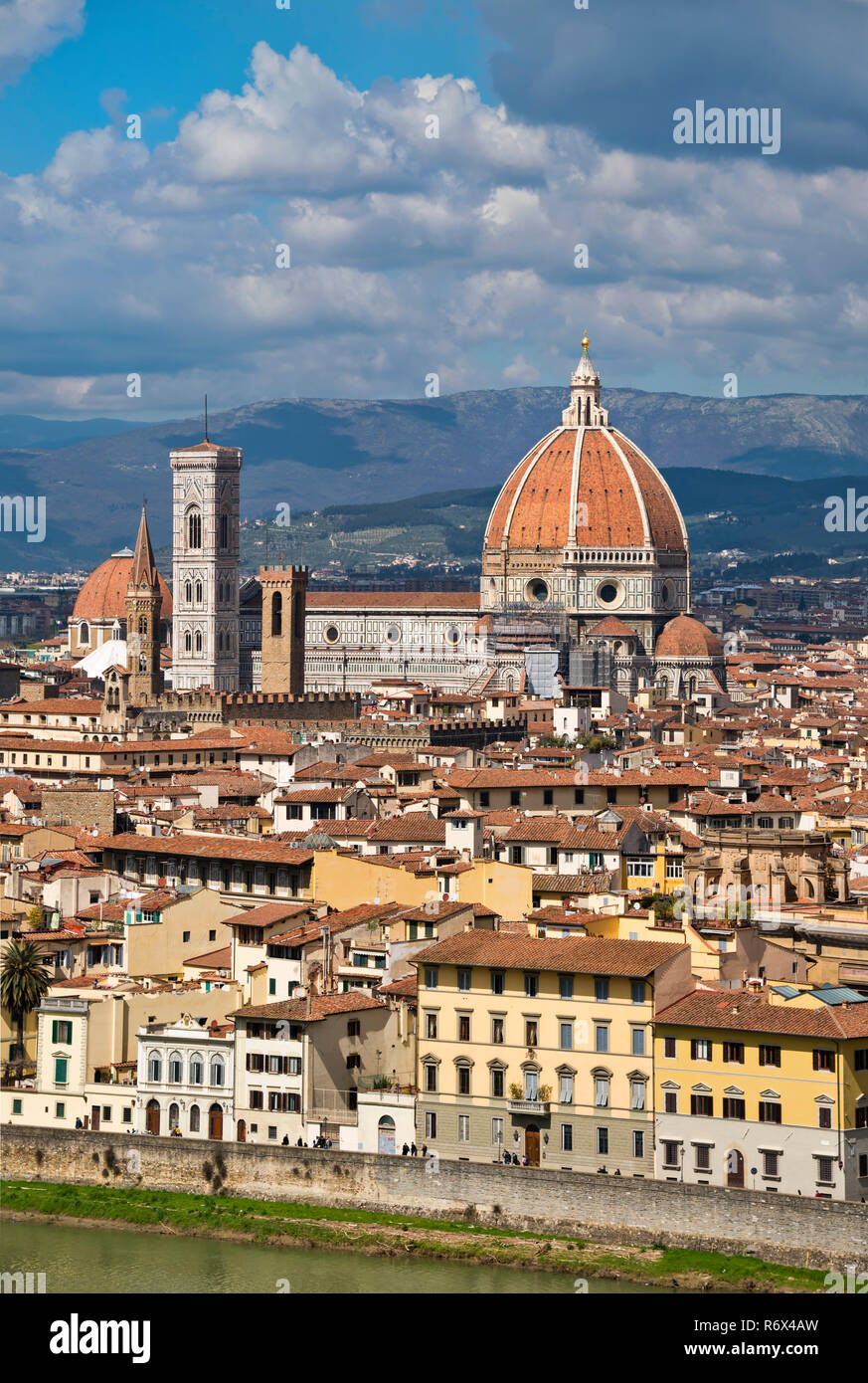 Vertical aerial view of the Duomo di Firenze in Florence, Italy Stock ...