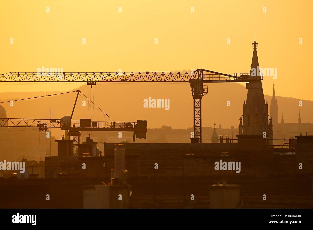 Construction Cranes In The City Stock Photo Alamy